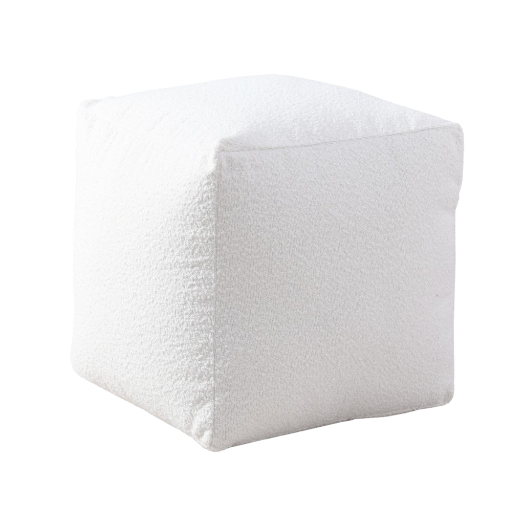 Blake Boucle Pouffe Cover Ivory 50x50x50cm – cadence-and-co