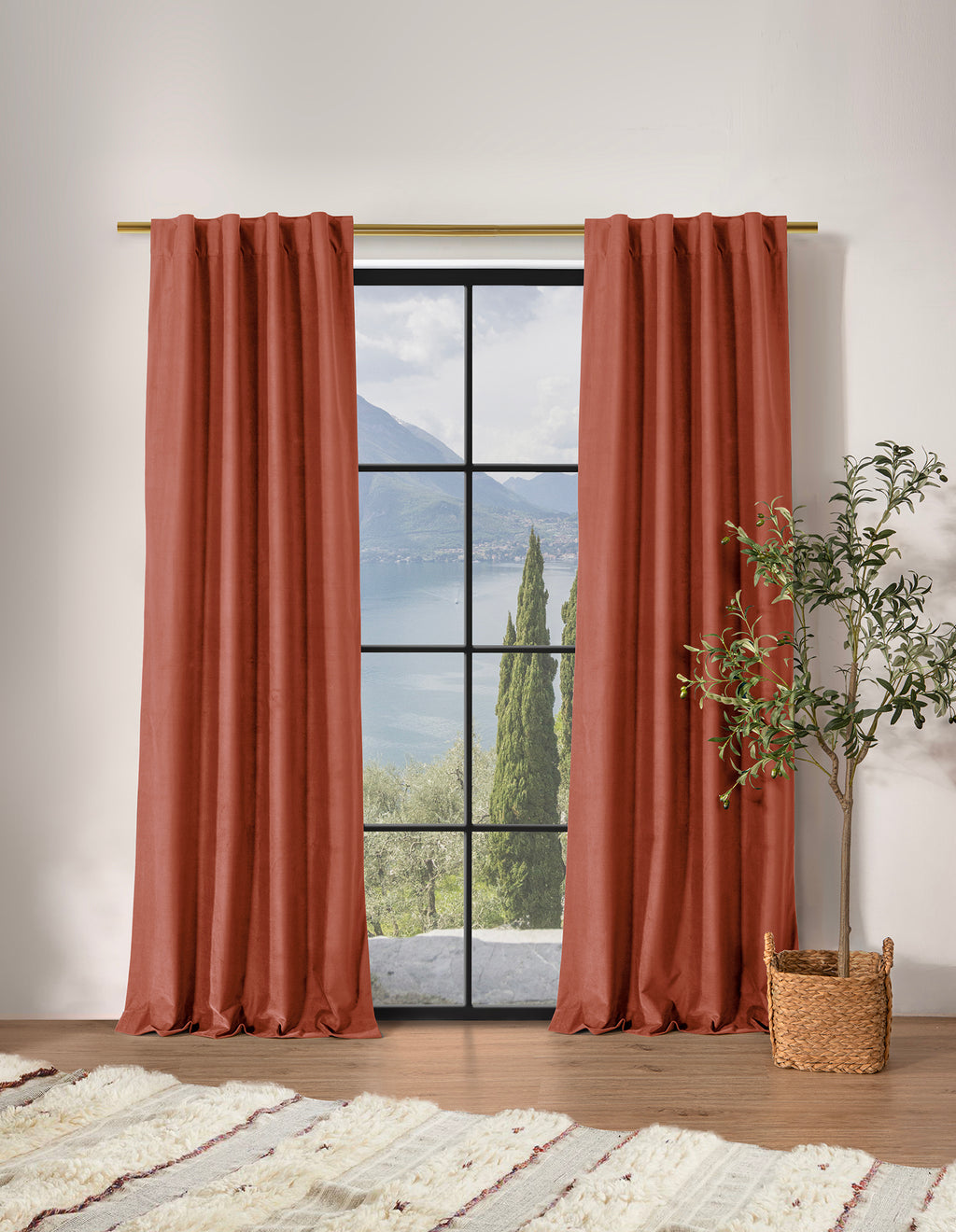 Byron Matte Velvet 100% Blockout Concealed Tab Top Curtains Set of 2 P ...